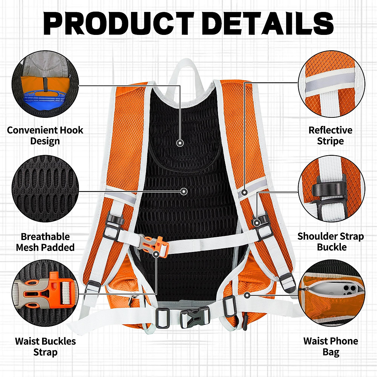 Sborter Small Lightweight Backpack for Cycling/Walking/Running/Hiking/Skiing/Short Trip/School, 14L Hydration Pack Rucksack for Women Men