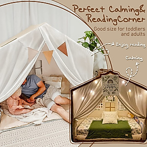 Large Kids Tent, Play Tent with Banner, Light and Padded Mat, Kids Play Tent, Mushroom Tent, Kids Playhouse for Kids Aged 3+, Play House for Toddlers, Easy to Assemble and Wash, 52" x 35" x 51"