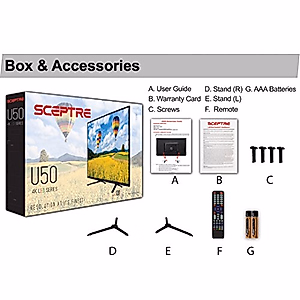 Sceptre UTV 50" Class 4K LED TV 3840x2160 U508CV-UMC 4X HDMI Ports, Metal Black