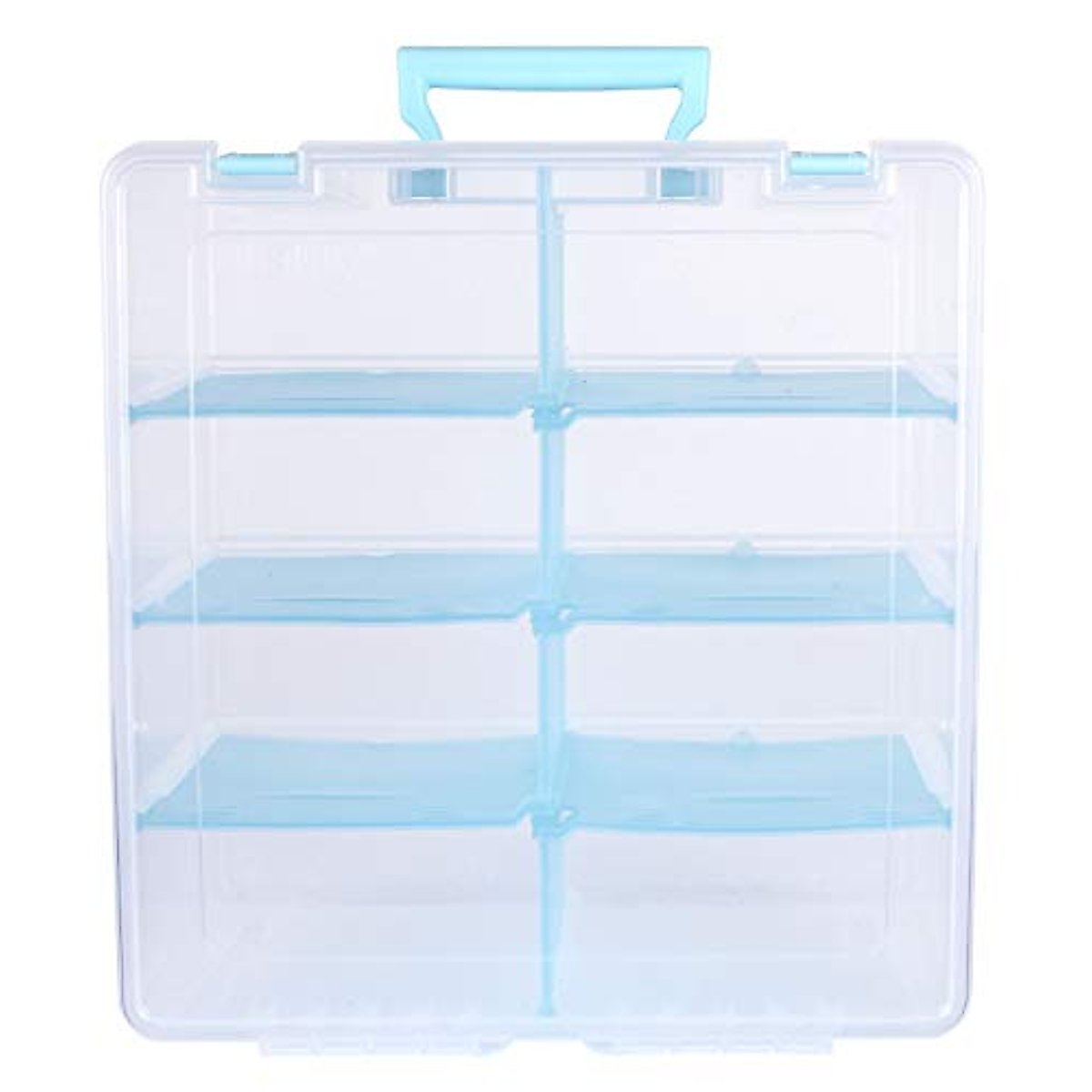 ArtBin 6990SA Super Satchel Double Deep with Removable Dividers, Large Portable Art & Craft Storage with Handle, Translucent/Aqua Mist