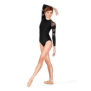 Double Platinum Womens Long Sleeve Mesh Leotard Black/Black Mesh L N8847