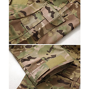 OCANXUE Men's Tactical Pants Camo Cargo Pants Ripstop Work Hiking Pants with 10 Pockets No Belt Size 36