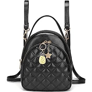 Mini Backpack Purse,VONXURY Fashion Small Leather Quilt Backpack Convertible Casual Travel Daypack for Women Ladies Girls
