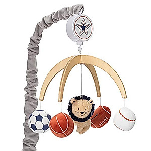 Lambs & Ivy Hall of Fame Lion/Sports Balls Musical Baby Crib Mobile Soother Toy