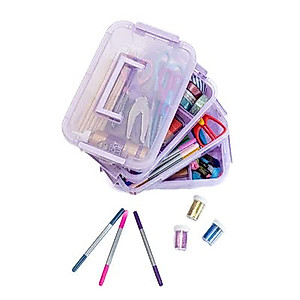 Everything Mary Plastic Craft Storage Organizer Box, Purple - Container for Beads & Supplies - Organizers for Craft, Art, & Painting - Plastic Container Case for Organization