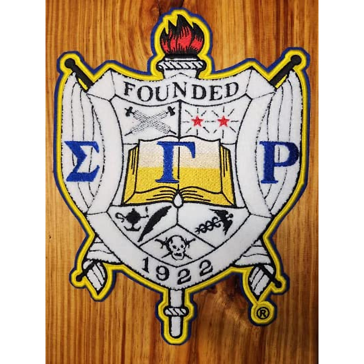 Yellow 12.5" Chenille and Embroidered Sigma Gamma Rho Crest (Yellow) Iron-on Patch