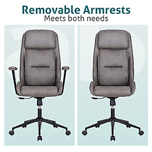 BOWTHY Modern Leather Office Chair,Ergonomic Home Office Desk Chair with Lumbar Support,High Back Swivel Rolling Task Computer Executive Chair,Comfy Conference Room Chairs,330lbs (Grey)