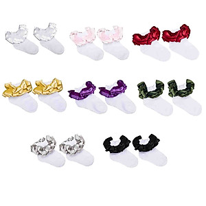 8 Pairs 3D Three-dimensional Big Ruffled Lace Cotton Socks, Frilly Dress Princess Socks for Little Girls 0-10 Years