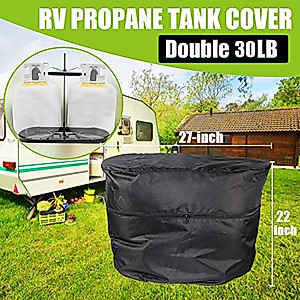 Double 30lb RV Propane Tank Cover, Camper Propane Tank Cover for Travel Trailer