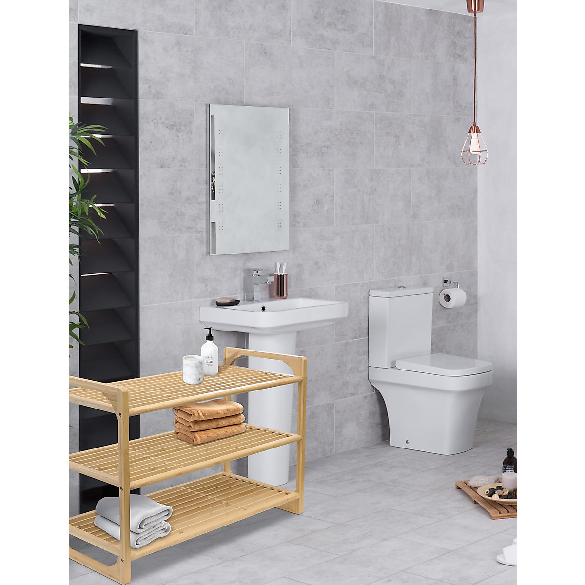 RoyalHouse Bamboo Stackable Shoe Rack, 3-Tier Shoe Organizer, Perfect Free Standing Shoe Rack for Living Room, Closet, Entryway, Bedroom