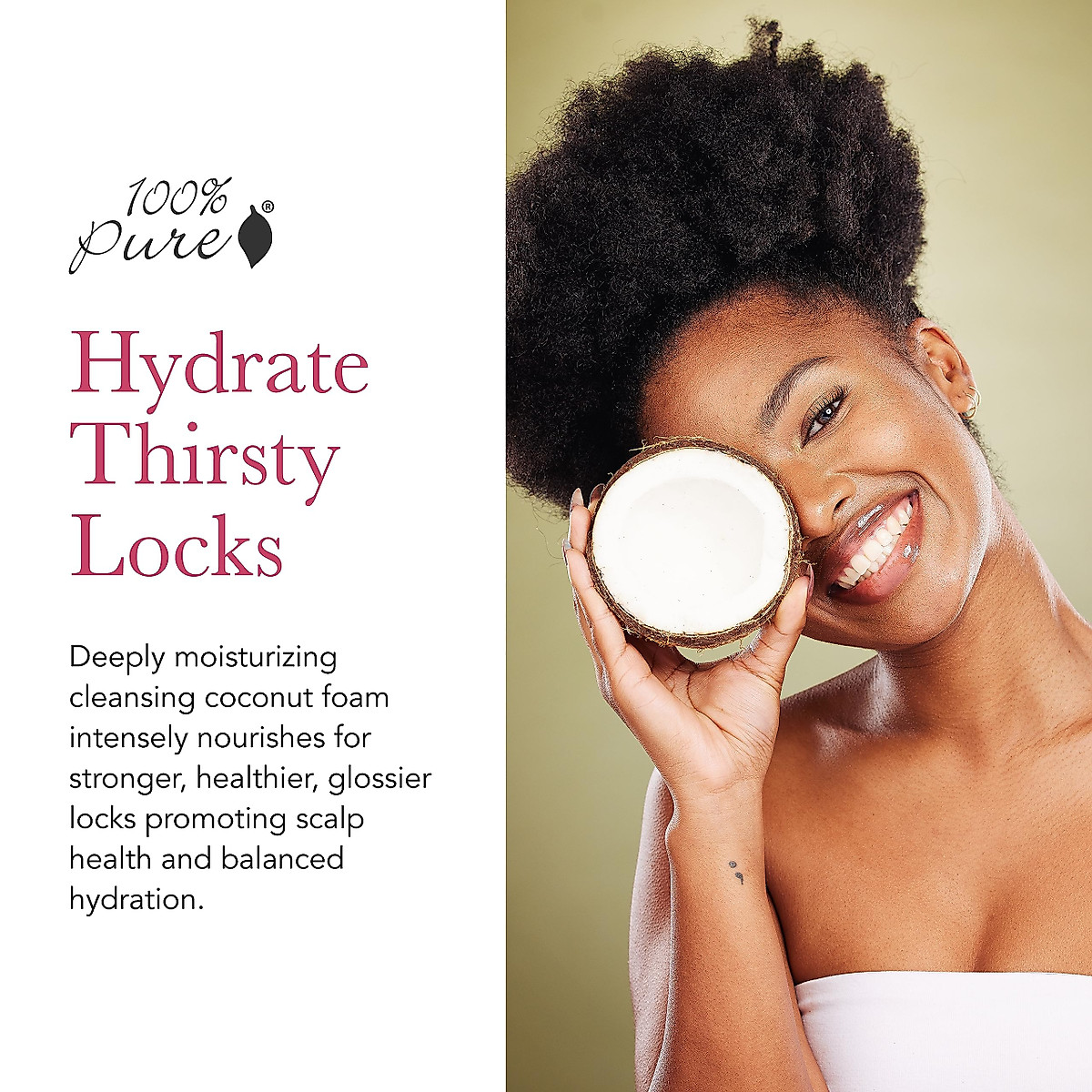 100% PURE Honey & Virgin Coconut Restorative Shampoo & Cleansing Detox Helps Restore Damaged Hair, Replenish Moisture & Body Healthy Hair Growth for Women & Men - Sulfate Free - 8 Fl Oz