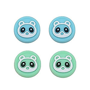 Animal Crossing Silicone Analog Thumb Grip Joystick Covers Caps Game Thumbstick Replacement for Nintend Switch Lite/NS Joy-con Controller (4)