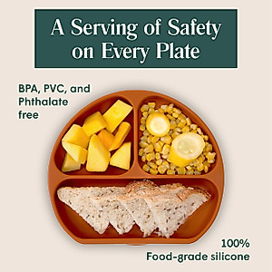 Simka Rose Baby Suction Plates for Baby & Toddler Plates Silicone Plate Baby Baby Dishes- BPA Free Silicone Divided Design Microwave & Dishwasher Safe - Baby Led Weaning Supplies Utensils (Pack of 1)