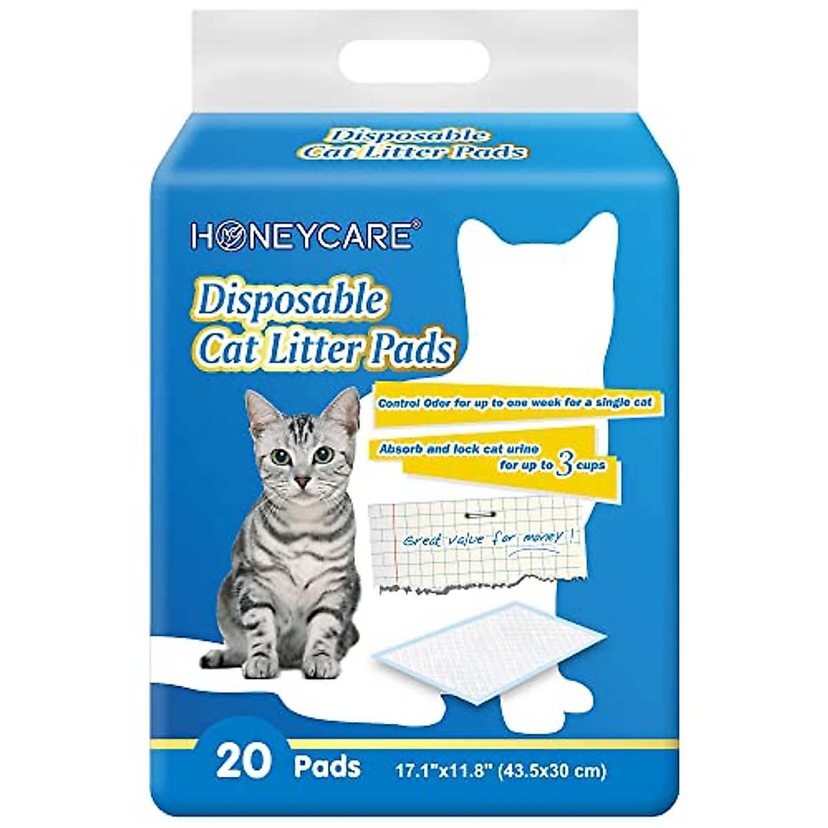 HONEY CARE All-Absorb 20 Count Cat Litter Pads, 17.1 by 11.8-Inch