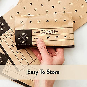 Formaticum Cheese Storage Bags - Wax Paper Bags to Keep Cheese or Charcuterie Fresh - Professional Grade Cheese Paper for Wrapping Cheese - Porous Brown Paper Bags From France - 6.25 x 11 (15 Pack)