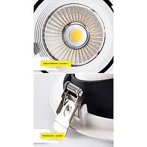 PEHUB Commercial Grille COB Anti-Glare Recessed Flat Spotlight Rotatable Embedded Downlight Clothing Aisle Showcase Lighting Panel Lamp High Ra Cut Size: 75-80mm High Brightness (Color : Neutral Ligh