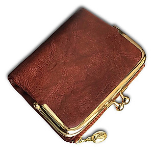 TOPKULL Womens Wallet Small Bifold Rfid Ladies Mini Vintage Coin Purse With Zipper and Kiss Lock (Brown)