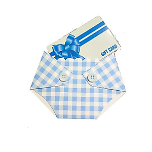 Pink or Blue Plaid Diaper Shaped Gift Card Holder-Game Prize Winner (Light Blue Plaid)