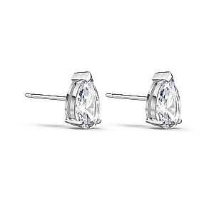 Swarovski Stilla Attract Stud Earrings, Clear Drop-Cut Stones in a Rhodium-Finished Setting, Part of the Swarovski Stilla Attract Collection