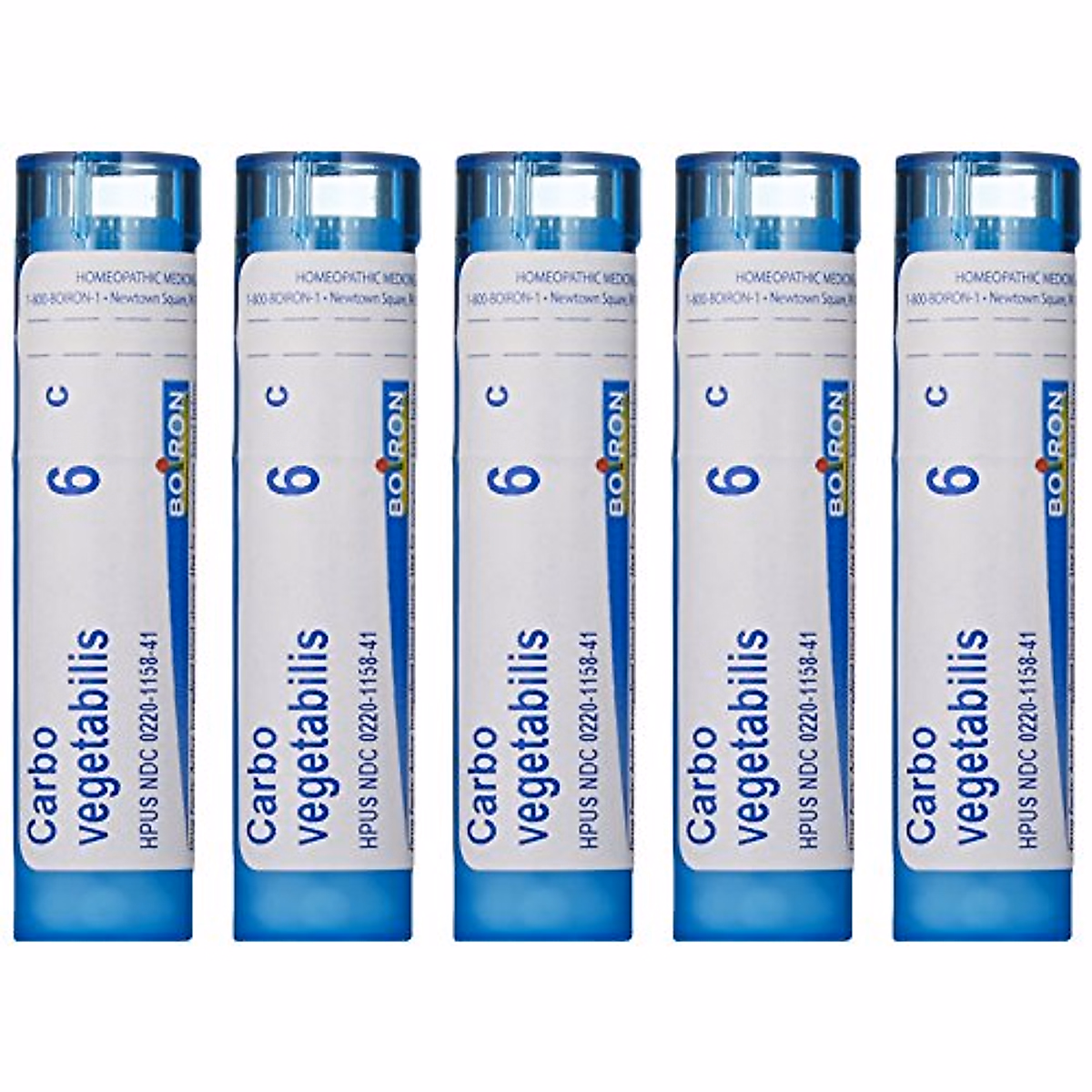 Boiron Carbo Vegetabilis 6C (Pack of 5), Homeopathic Medicine for Bloating and Gas