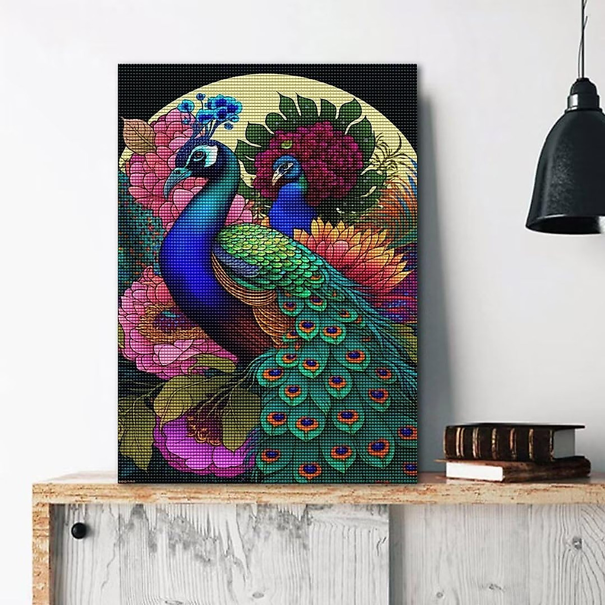 Solitar 5D Custom Diamond Painting, DIY Personalized Diamond Art Photo Rich and Noble Peacock 1, Diamond Painting Pictures Kits, Paint by Numbers for Adults(12x16inch)