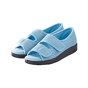 Silverts Open Toe Shoes for Women - Extra Wide Sandals for Diabetes Lymphedema Edema Arthritis Swollen Feet - Non Slip Adaptive Slippers - Walking Footwear for Elderly Seniors - Powder Blue/Black 8