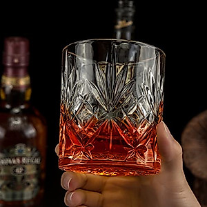 calliva von Crystal Whiskey Glass - Set of 6 Vintage Old Fashioned Glasses for Bourbon Scotch Whisky Cocktail - On The Rocks Glasses - 10oz Maxwell Lowball Bar Tumbler