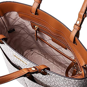 Michael Kors Bedford Medium Top Zip Pocket Tote Vanilla/Acorn One Size