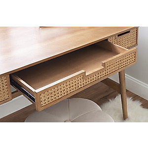 Linon Natural Dutton Wood and Rattan Desk