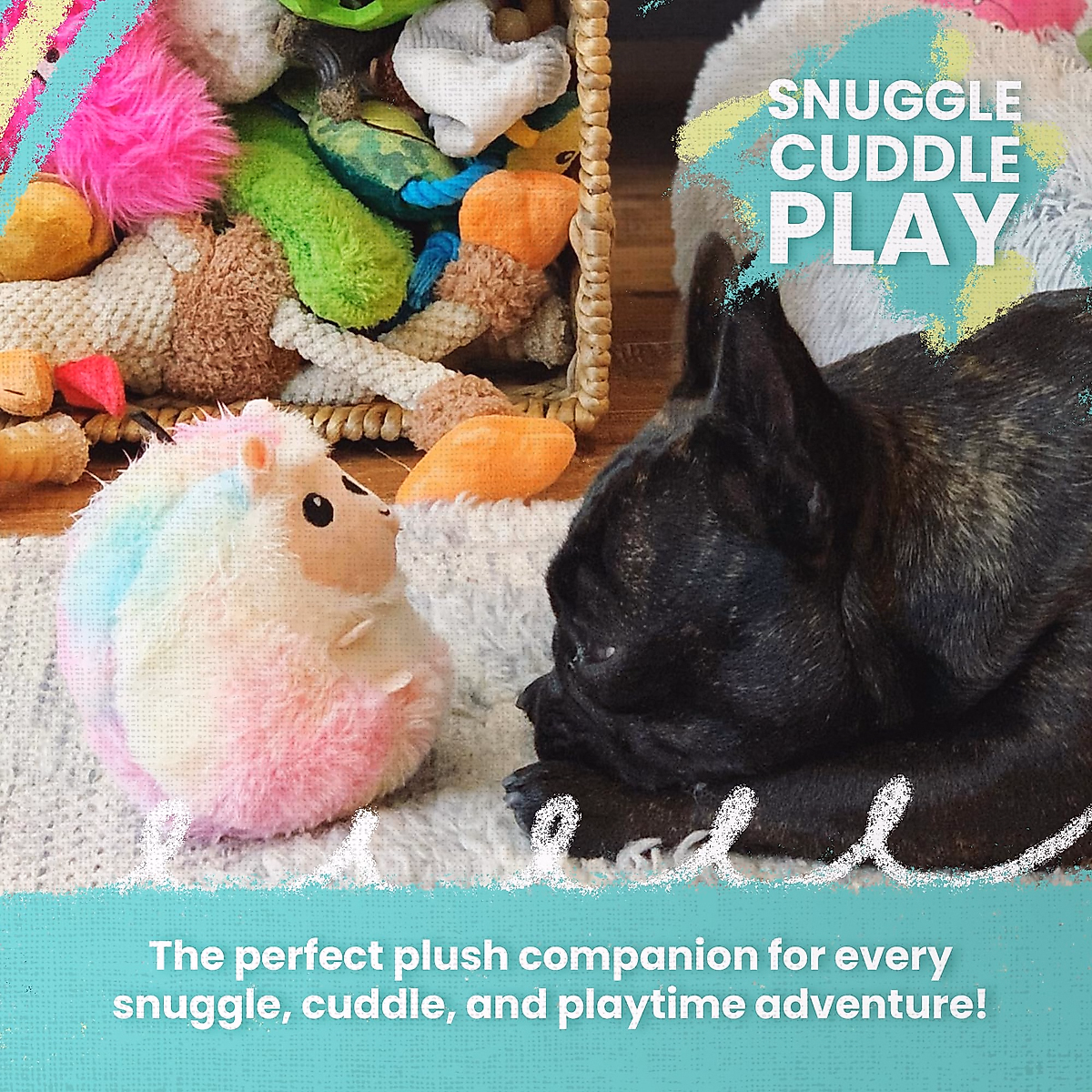 Snugarooz Lilly The Frog Dog Toy with Repair Patch – Soft & Durable Plush - Squeaker & Crinkle Sounds - Ideal for Medium Dogs - Fun & Safe Play