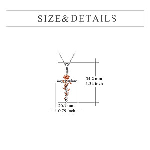 LUHE Women Cross Necklace Sterling Silver Rose/Daisy Flower Religious Cross Pendant Necklace Jewelry Gifts