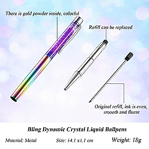 16 Pieces Ballpoint Pens Flower Dynamic Crystal Pens Black Ink Ballpoint Pens Flower Liquid Sand Pen for Birthday, Back to School Seasons, Wedding, Home School Office Supplies (Liquid Style)