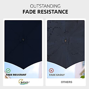 wikiwiki 9 FT Patio Umbrellas Outdoor Table Market Umbrella with Push Button Tilt/Crank,8 Sturdy Ribs, Fade Resistant Waterproof POLYESTER DTY Canopy for Garden, Lawn, Deck, Backyard & Pool