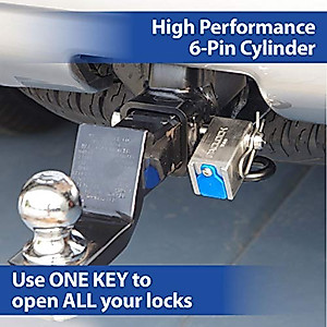 PACLOCK | UCS-80S-250 Trailer Hitch Lock | 5/8" Pin for 2", 2-1/2", & 3" Receivers | Stainless Steel | Anti Theft Device | 6 Pin Cylinder