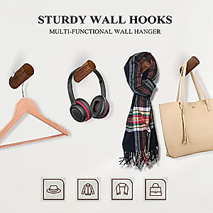 Wood Wall Hooks Entryway Coat Hooks Wall Mounted Hat Organizer Rack, 4 Pack Heavy Duty Hooks for Hanging Bathroom Towels, Plants