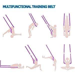 Yoga Stretching Strap, Adjustable Height Leg Stretcher Waist Back Stretch Band Aerial Yoga, Anti-gravity Inversion Exercises Door Flexibility Tensile Trainer for Rehab Pilates Dance Splits (Pink)