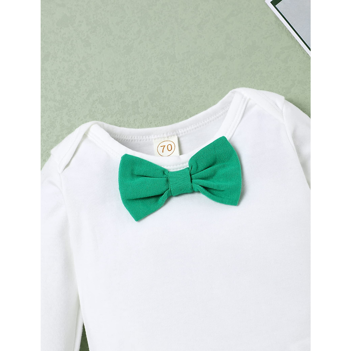 Baby Boy My First St Patricks Day Outfits Bow Gentleman Striped Top Lucky Clover Overalls Set 3PC 3-6 Months