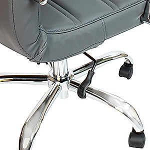 Flash Furniture Whitney Mid-Back Swivel LeatherSoft Desk Chair with Padded Seat and Armrests, Adjustable Height Padded Office Chair, Gray/Chrome