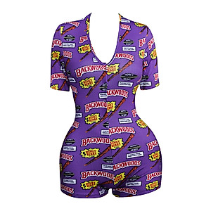 MissShorthair Short Sleeve Onesies for Women, Onesie Pajamas for Women Shorts (Backwoods Purple, XL)…