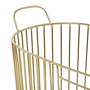 CosmoLiving by Cosmopolitan Metal Round Storage Basket with Handles, Set of 2 20", 17"W, Gold