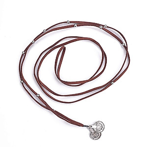 Kercisbeauty Boho Brown Wrap Velvet Choker Long Chain Tassels Necklace for Women (Brown)