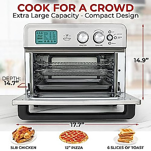 Zulay Airfryer Toaster Oven - Large Toaster Oven Countertop - Large Air Fryer Oven with 21 Functions - 26.4Qt Capacity Stainless Steel Convection Oven with Toast, Bake, Rotisserie & Dehydrate Options