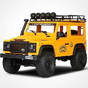 HobbyToki 1/12 RC Crawler 4WD 2.4G Rock Truck Buggy Offroad Cars Defender with Roof Light Sound Full Scale Remote Control Adult Kids Toys (Yellow)