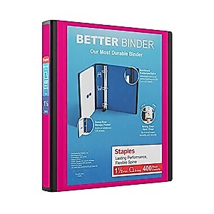 Staples 651746 1.5-Inch 3-Ring Better Binder Pink (13569-Cc)