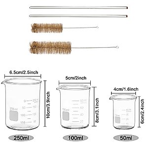Glass Flask Erlenmeyer Flask Set Narrow Mouth 2000ml Thick Glass Graduated Measuring Cylinder Set 5ml 10ml 50ml 100ml Glass Measuring Beaker Set 50ml 100ml 250ml