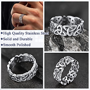 FaithHeart Irish Knot Band Ring for Women Size 8 Stainless Steel Old-school Celtic Knot Stackable Wedding Bands