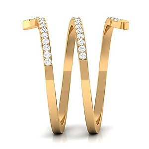 Rosec Jewels Certified Diamond Wrap Ring for Women, Hi Color Si Clarity, Natural Diamond Cocktail Ring - Ready To Gift, 14K Yellow Gold, Size:US 8.50