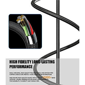 BERLAT RCA to 3.5mm Cable, RCA Audio Cable Nylon Woven 24K Gold Plated Male to Male Jack Adapter for Connects a Smartphone, Tablet, HDTV,or MP3 Player to a Speaker - 6.6ft/2M