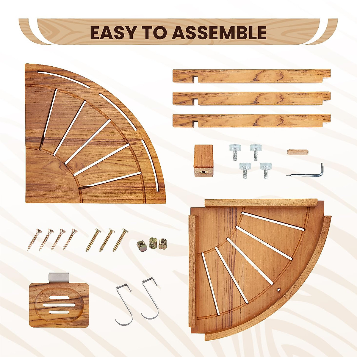 Cartman Original 13" Corner Teak Shower Decorative Bathroom Stand and Foot Rest with Storage Shelf and Soap Dish,Foot Rest Shaving Stool, Corner Nightstand, Beside Table