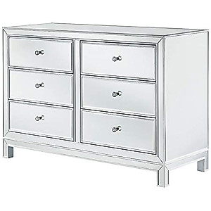Elegant Decor Dresser 6 Drawers 48in. W x 18in. Din. x 32in. H in Antique Silver Paint